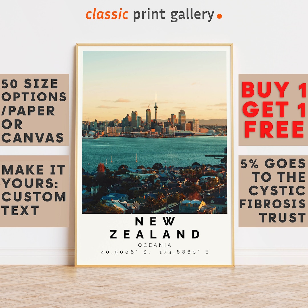New Zealand Poster Colorful Print, New Zealand Wall Art, New Zealand ...