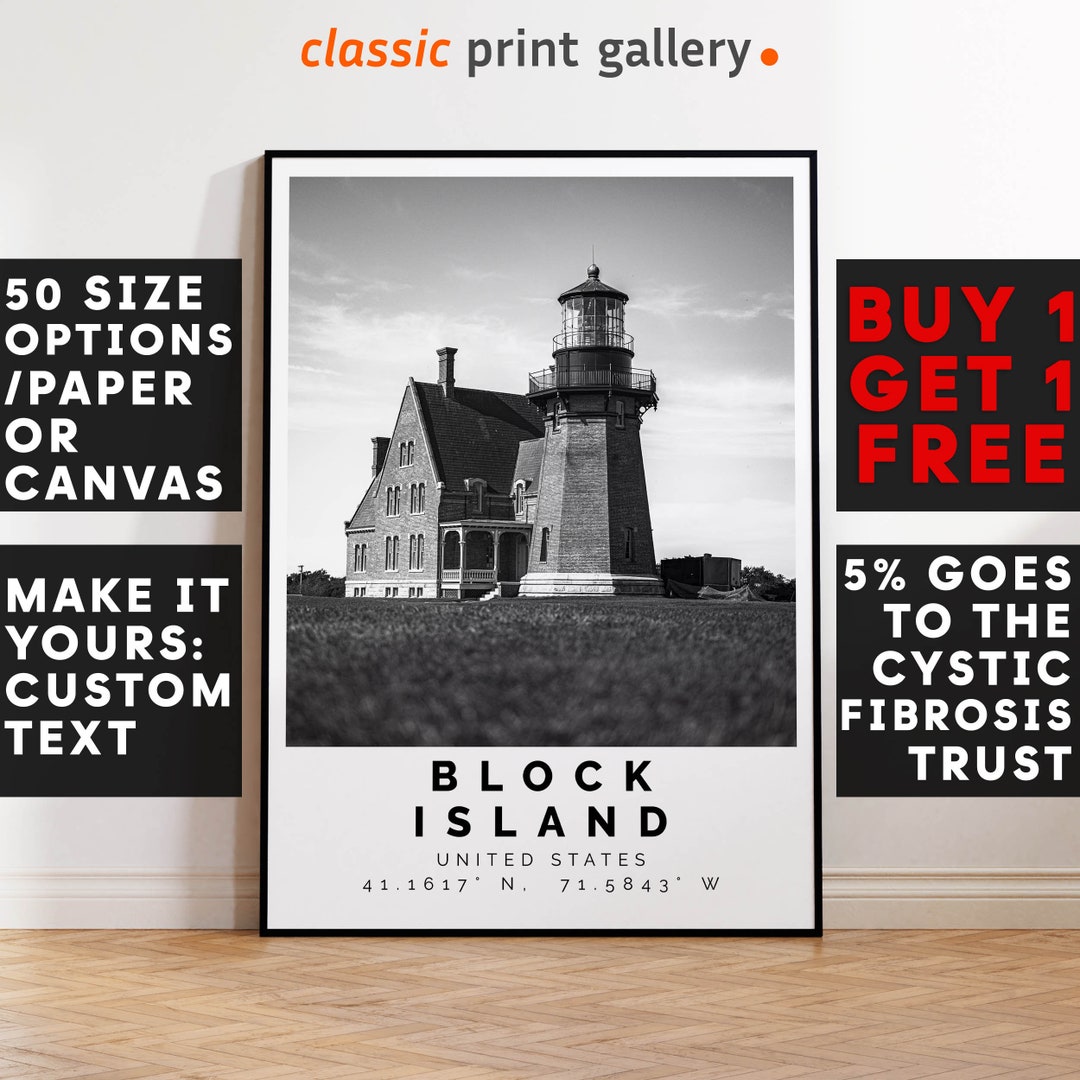 Block Island Poster Black and White Print, Block Island Wall Art, Block ...
