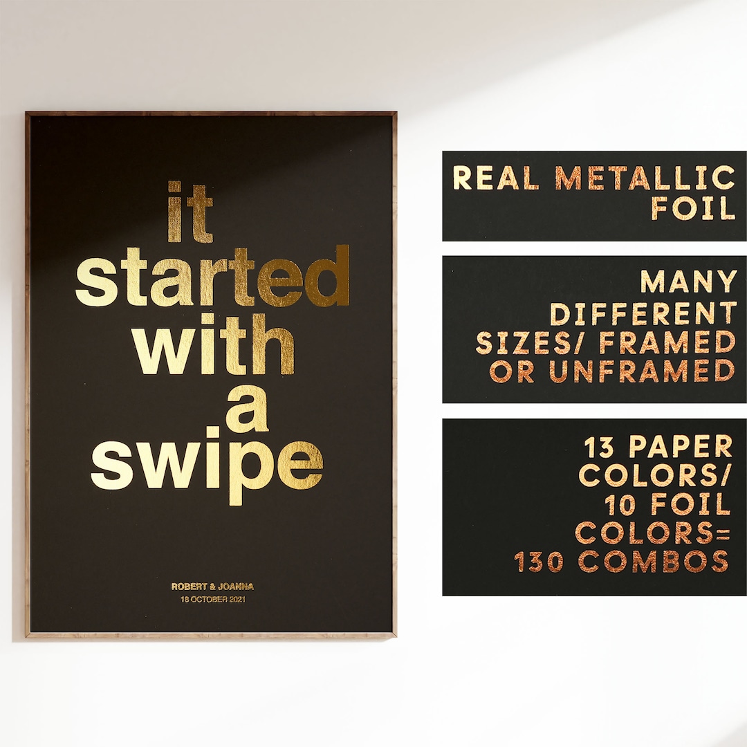 It Started With A Swipe Personalized Couple Gold Foil Print | couple ...
