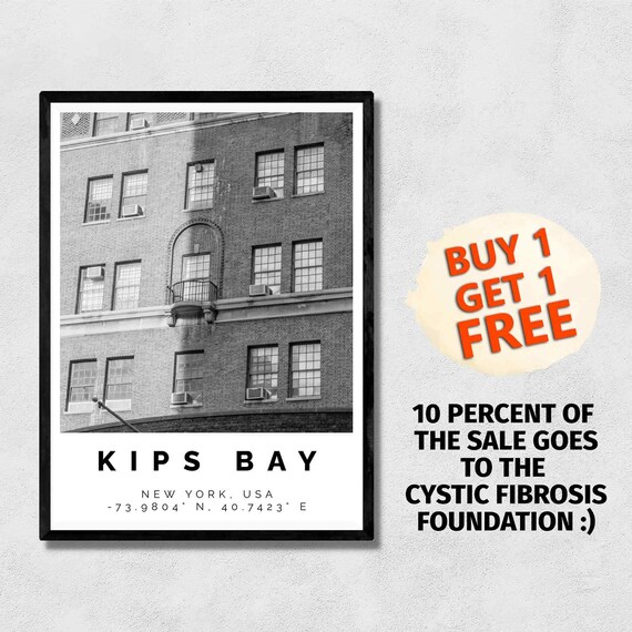 Kips Bay Poster Black and White Print Kips Bay Wall Art Kips - Etsy