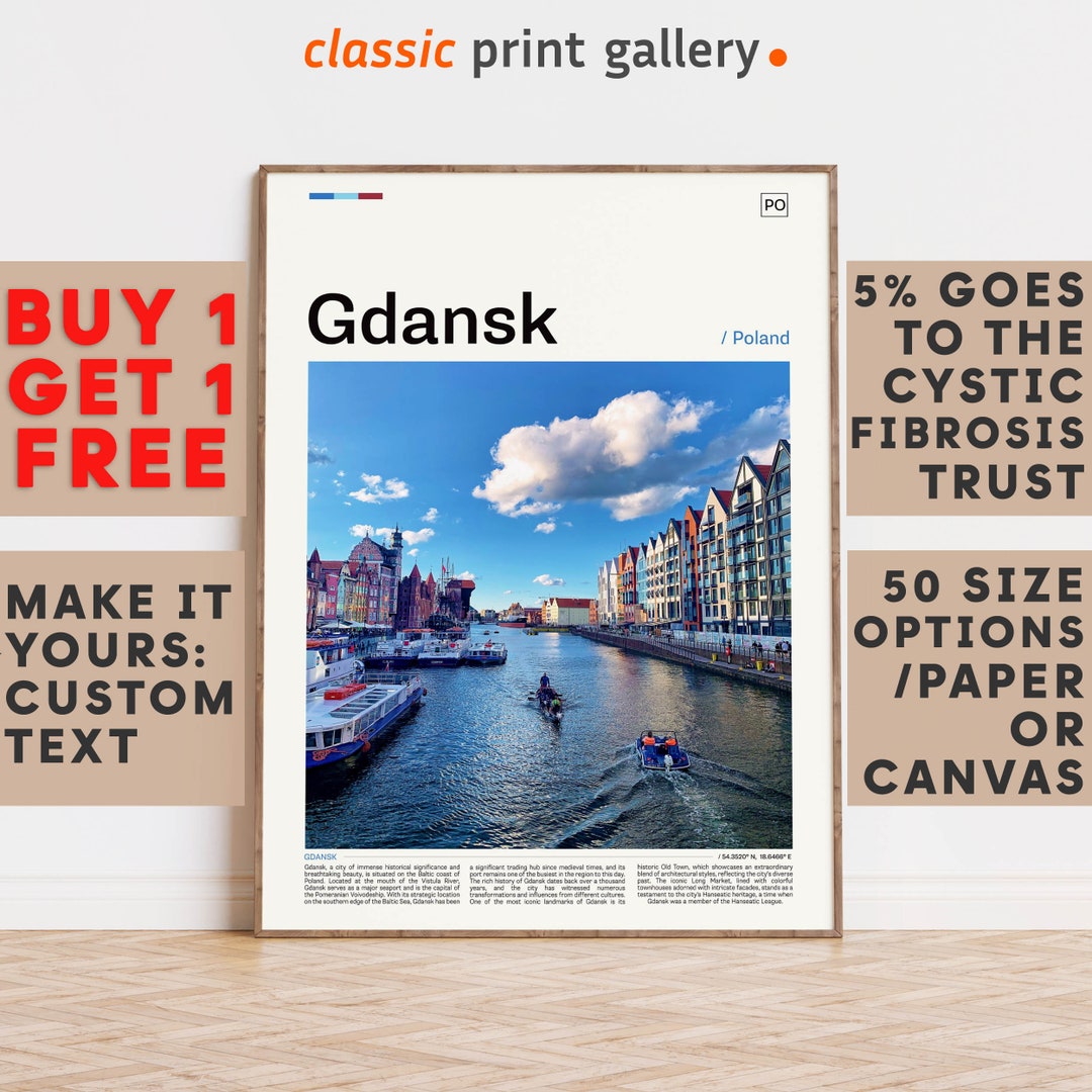 Gdansk Print, Gdansk Wall Art, Gdansk Color Poster With Text ...