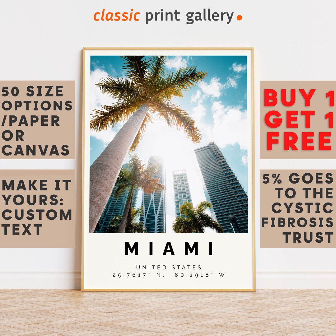 Miami Poster Colorful Print, Miami Wall Art, Miami Photo Decor, Miami ...
