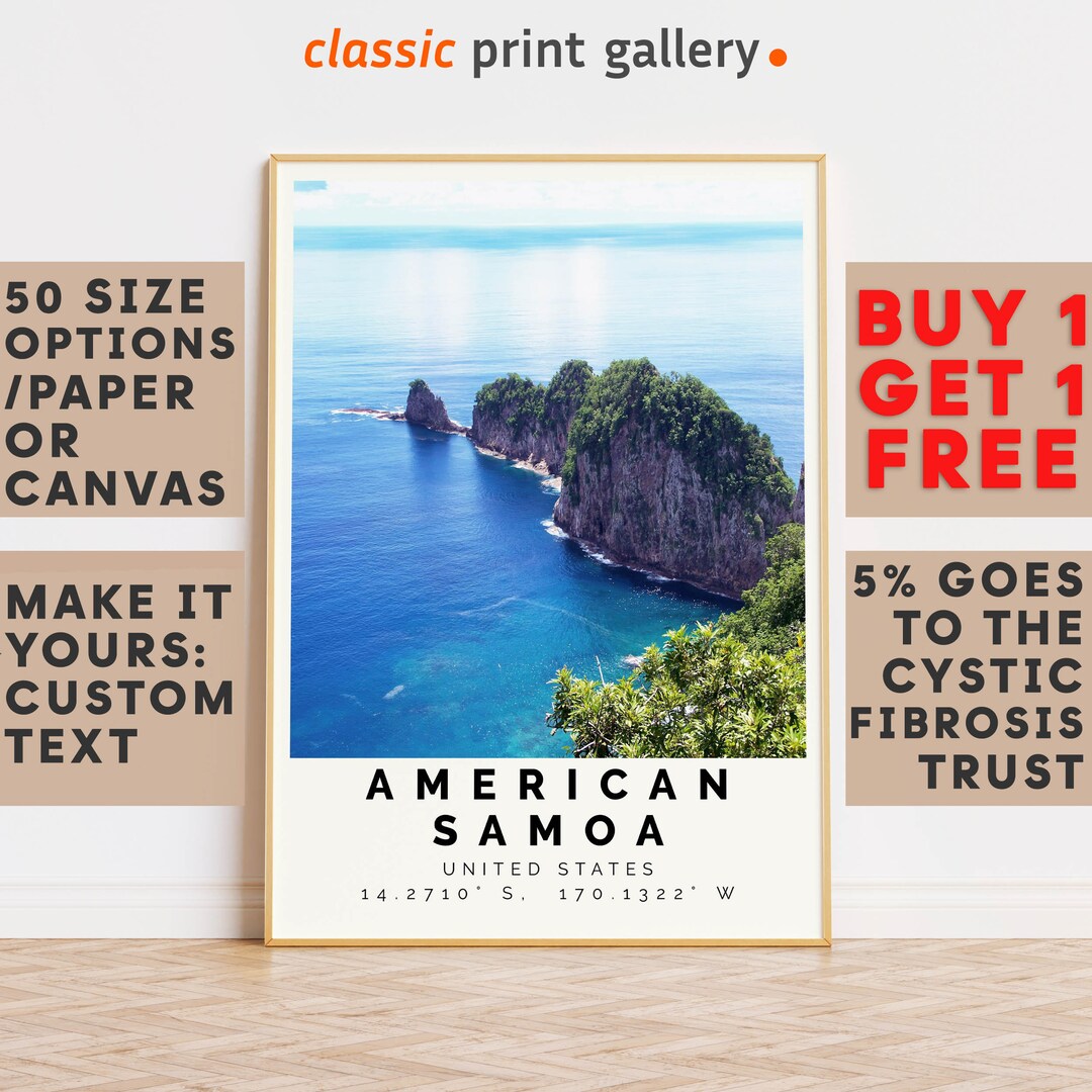 American Samoa Poster Colorful Print, American Samoa Wall Art, American ...