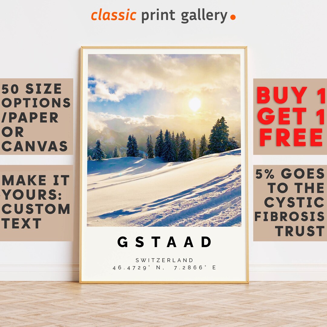 Gstaad Poster Colorful Print, Gstaad Wall Art, Gstaad Photo Decor ...