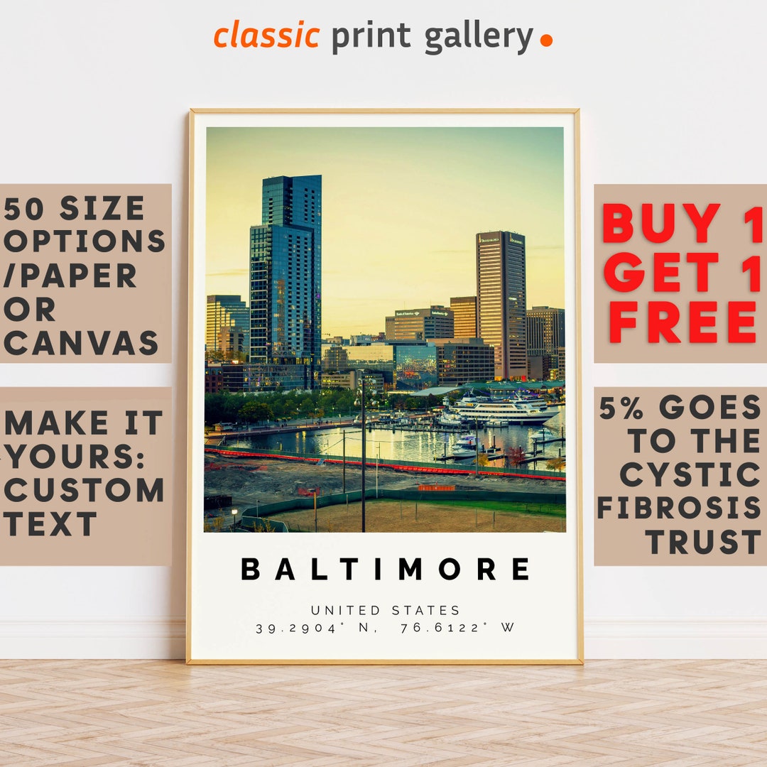 Baltimore Poster Colorful Print, Baltimore Wall Art, Baltimore Photo ...