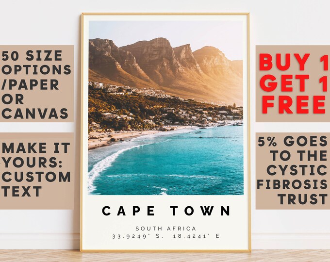 Cape Town Poster Colorful Print, Cape Town Wall Art, Cape Town Photo ...