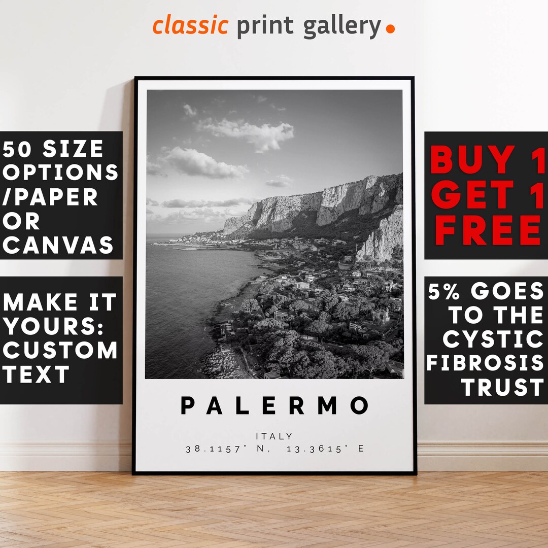 Palermo Poster Black and White Print Sicily, Palermo Wall Art, Palermo ...