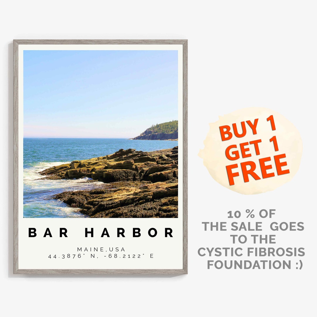 Bar Harbor Poster Colorful Print Bar Harbor Wall Art Bar - Etsy