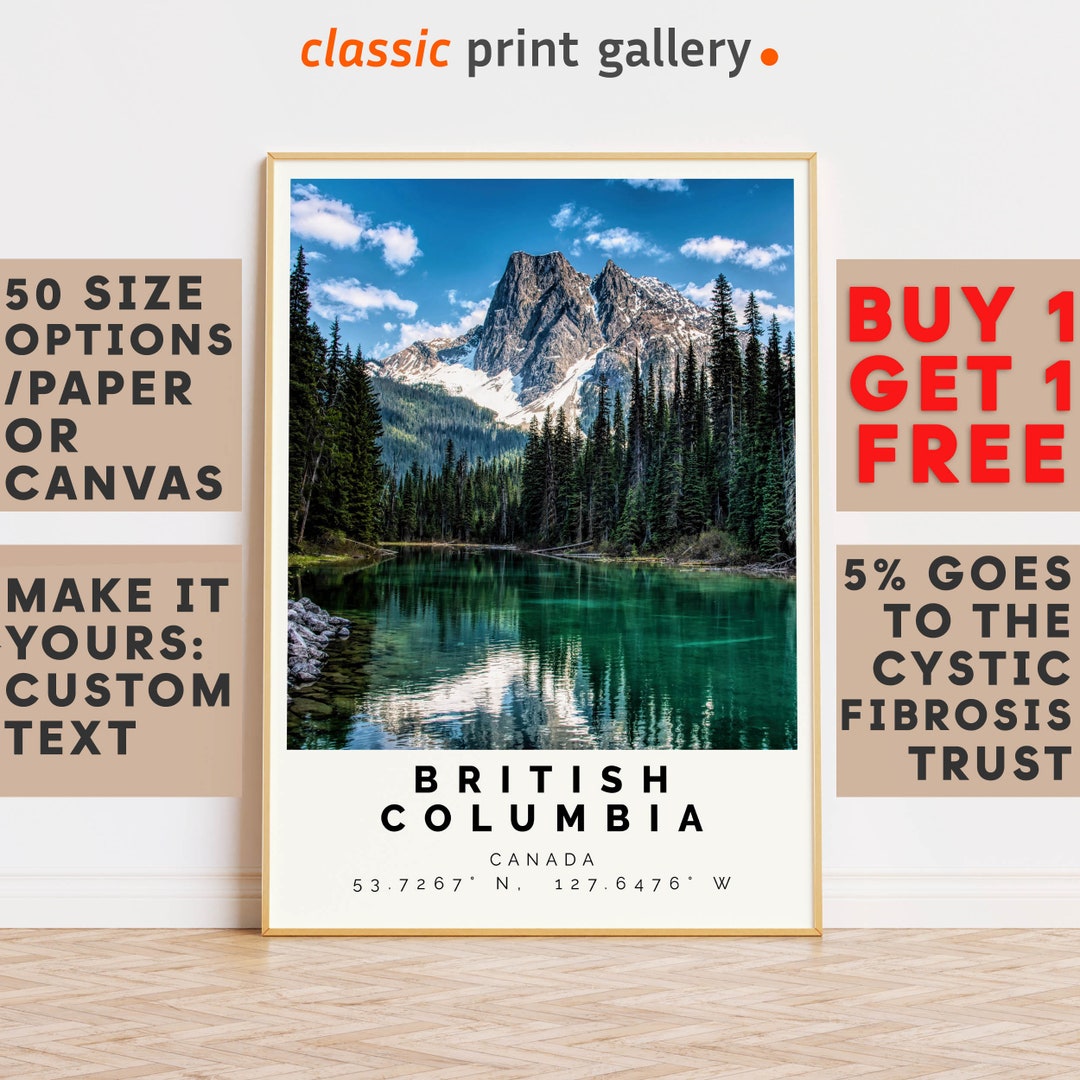 British Columbia Poster Colorful Print, British Columbia Wall Art ...