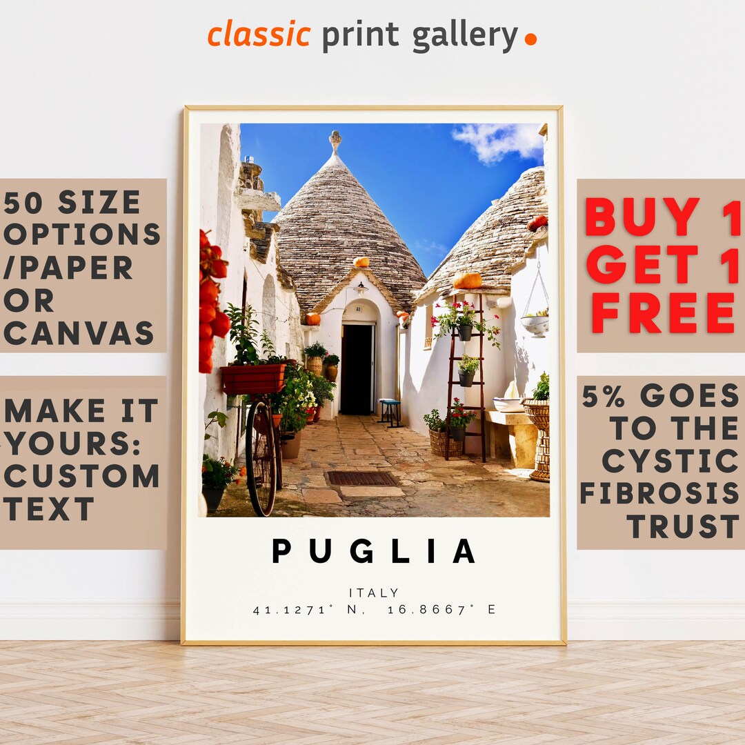 Puglia Poster Colorful Print, Puglia Wall Art, Puglia Photo Decor, Gift ...