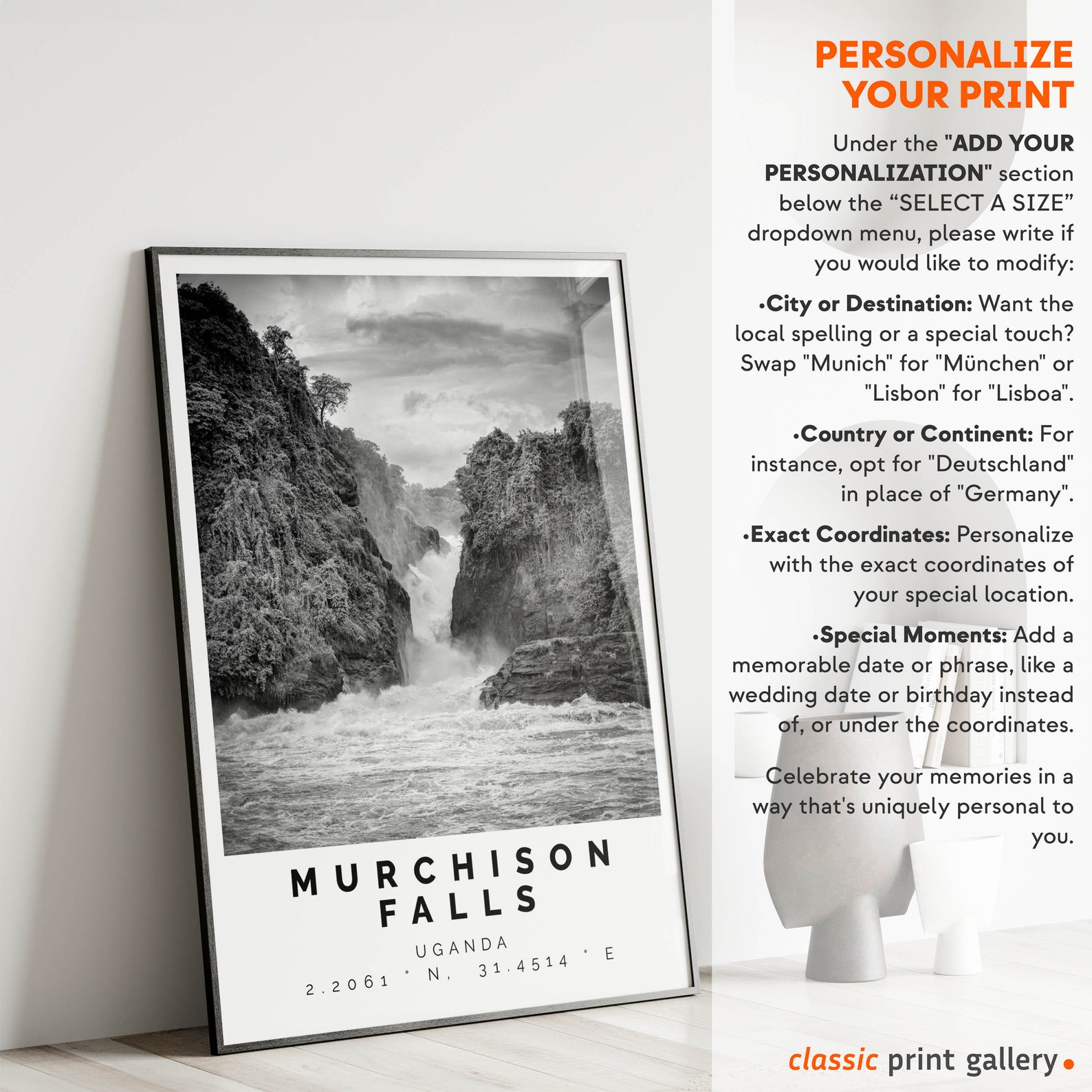 Murchison Falls Print,murchison Falls Wall Art,murchison Falls Black ...