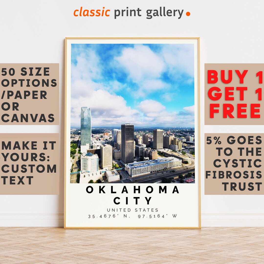 Oklahoma City Poster Colorful Print, Oklahoma City Wall Art, Oklahoma ...