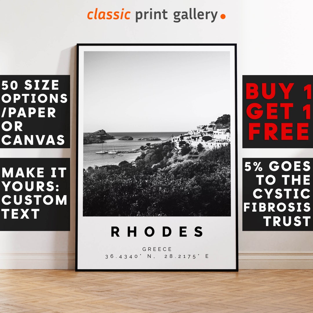 Rhodes Poster,rhodes Print,rhodes Black and White Photographic Art ...