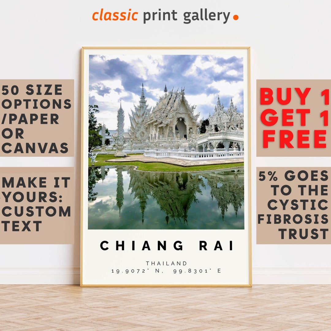 Chiang Rai Poster Colorful Print, Chiang Rai Wall Art, Chiang Rai Photo ...