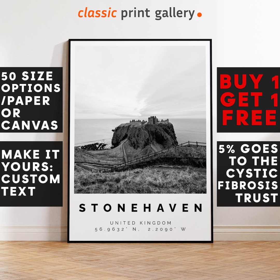 Stonehaven Poster Black and White Print, Stonehaven Wall Art ...