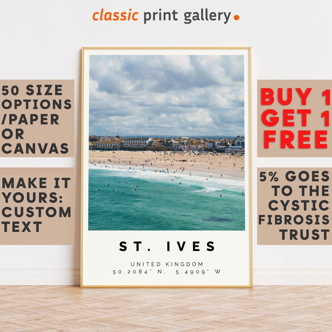 St Ives Poster Colorful Print, St Ives Wall Art, St Ives Photo Decor ...