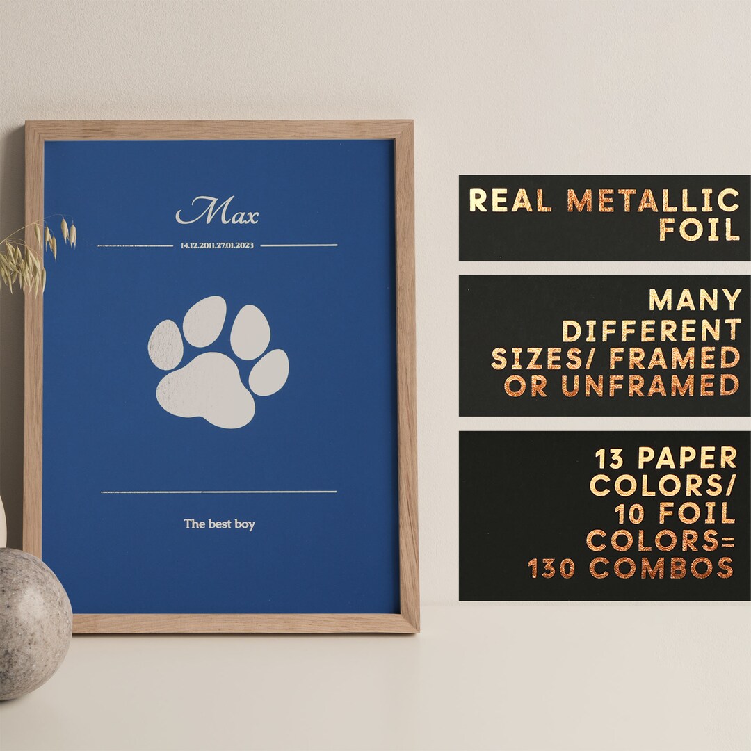 Personalized Dog Remembering Pet Print in Gold Foildog Artsilver ...