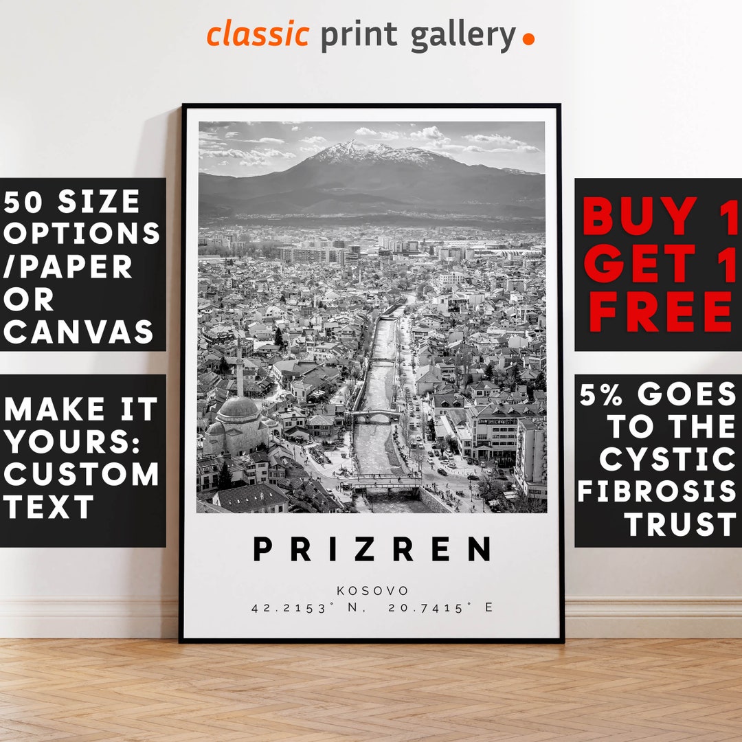Prizren Poster Black and White Print, Prizren Wall Art, Prizren Travel ...