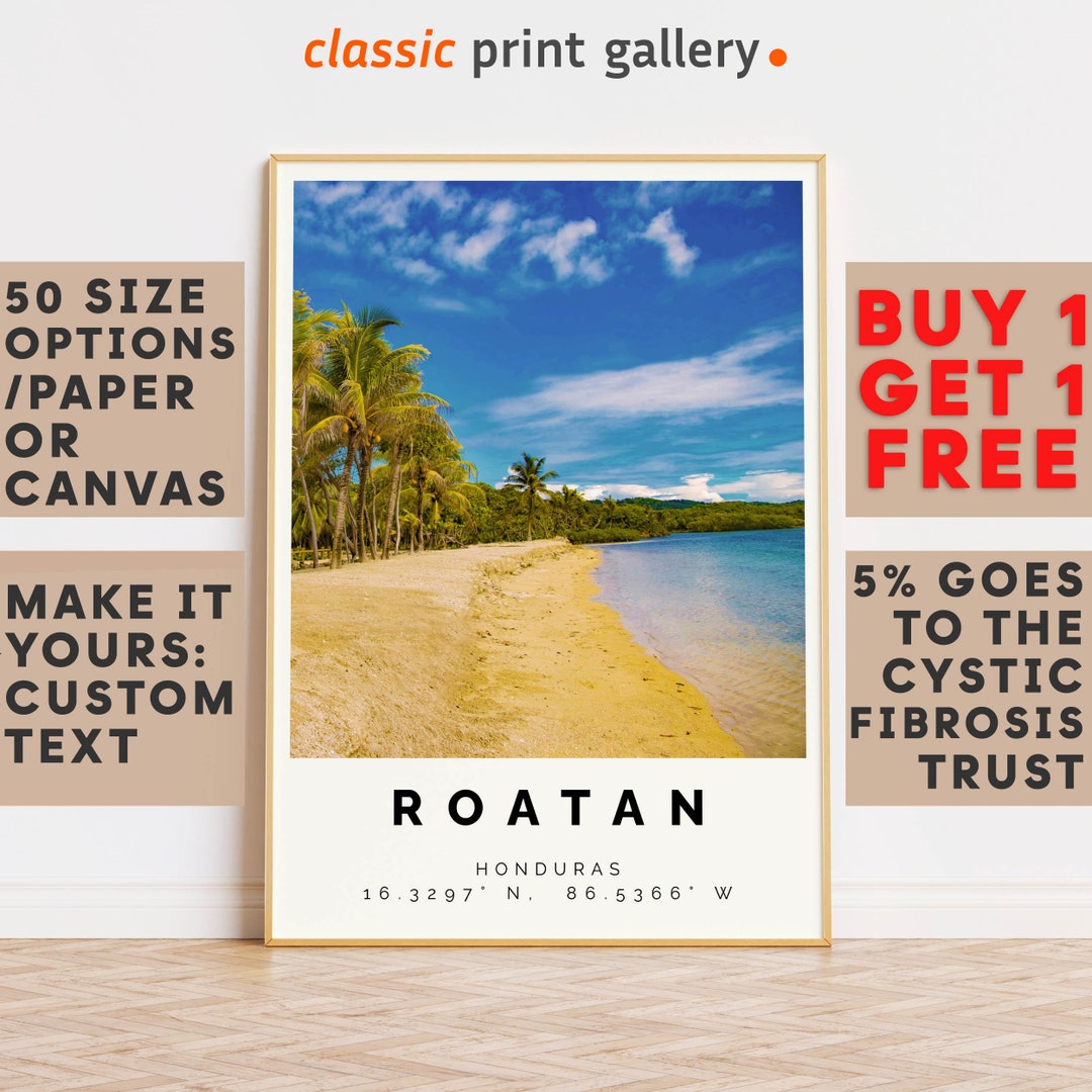 Roatan Poster Colorful Print, Roatan Wall Art, Roatan Photo Decor ...