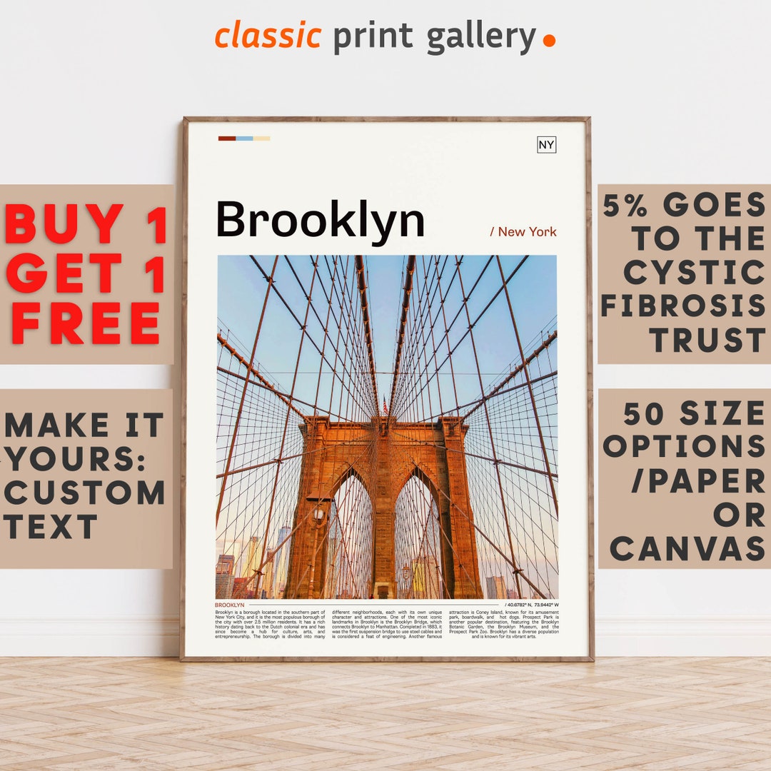 Brooklyn Print, Brooklyn Wall Art, Brooklyn Color Poster With Text ...