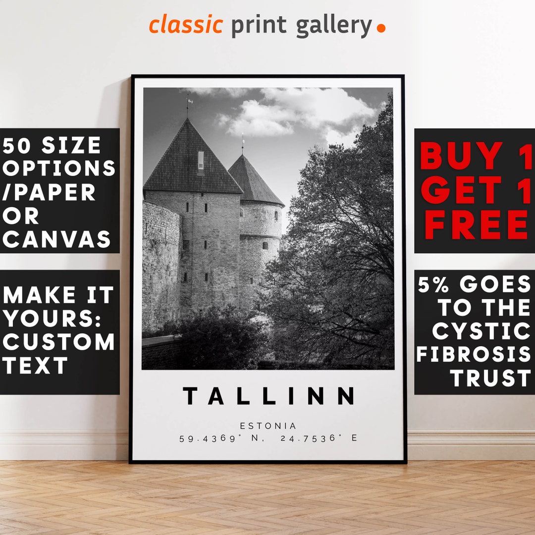 Tallinn Poster Black and White Print, Tallinn Wall Art, Tallinn Travel ...