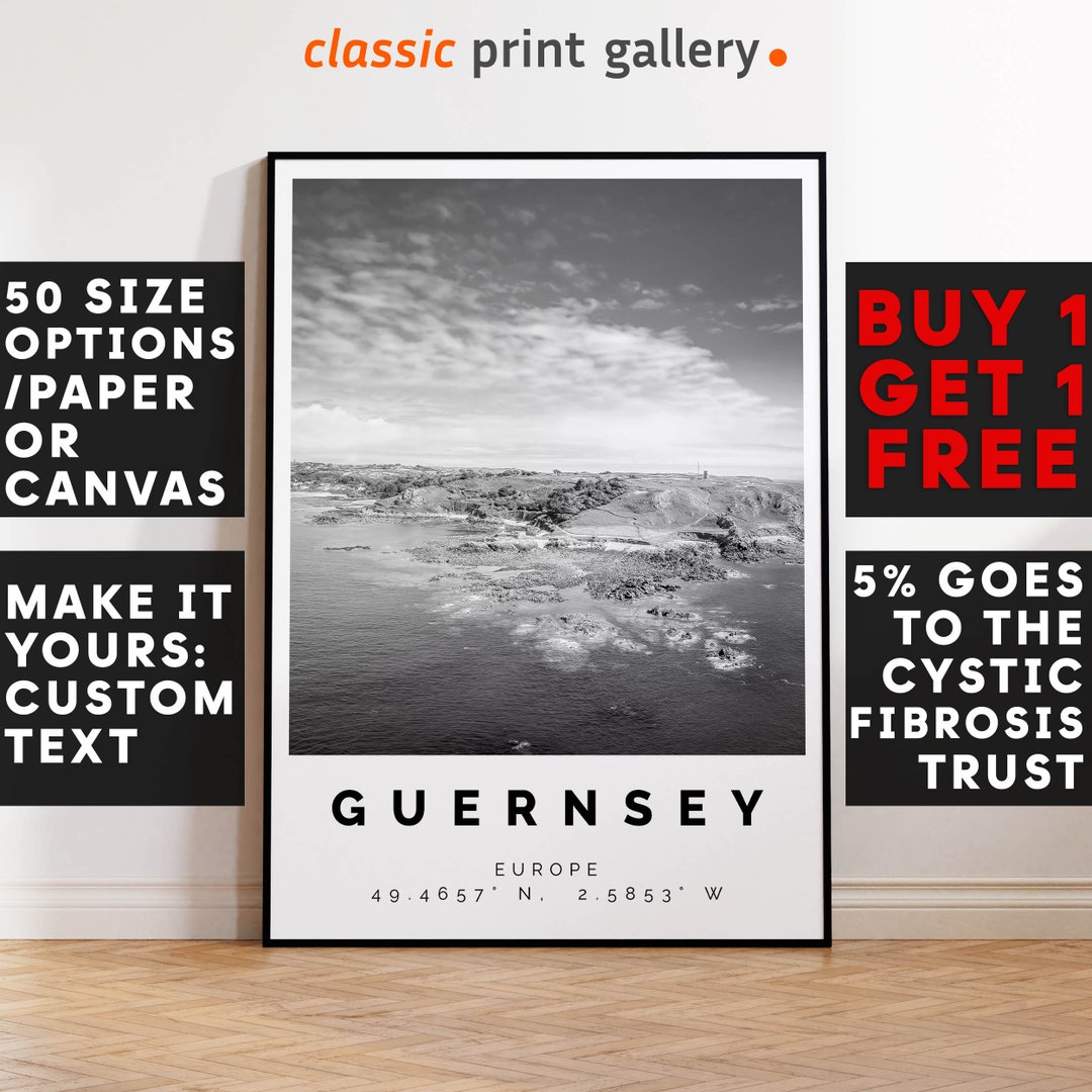 Guernsey Poster Black and White Print, Guernsey Wall Art, Guernsey ...