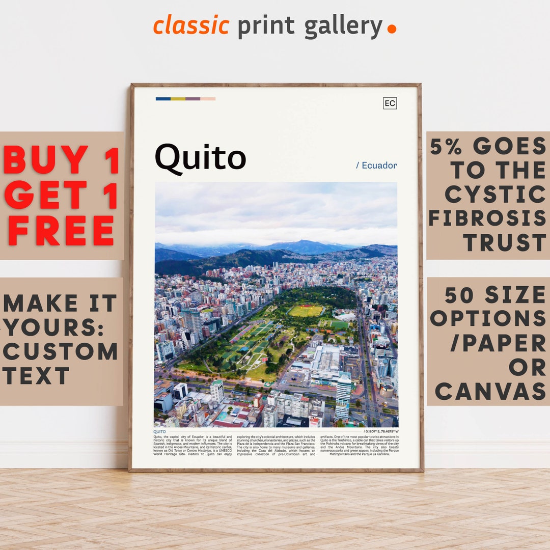 Quito Print, Quito Wall Art, Quito Color Poster With Text, Personalized Birthday Travel Gift ...