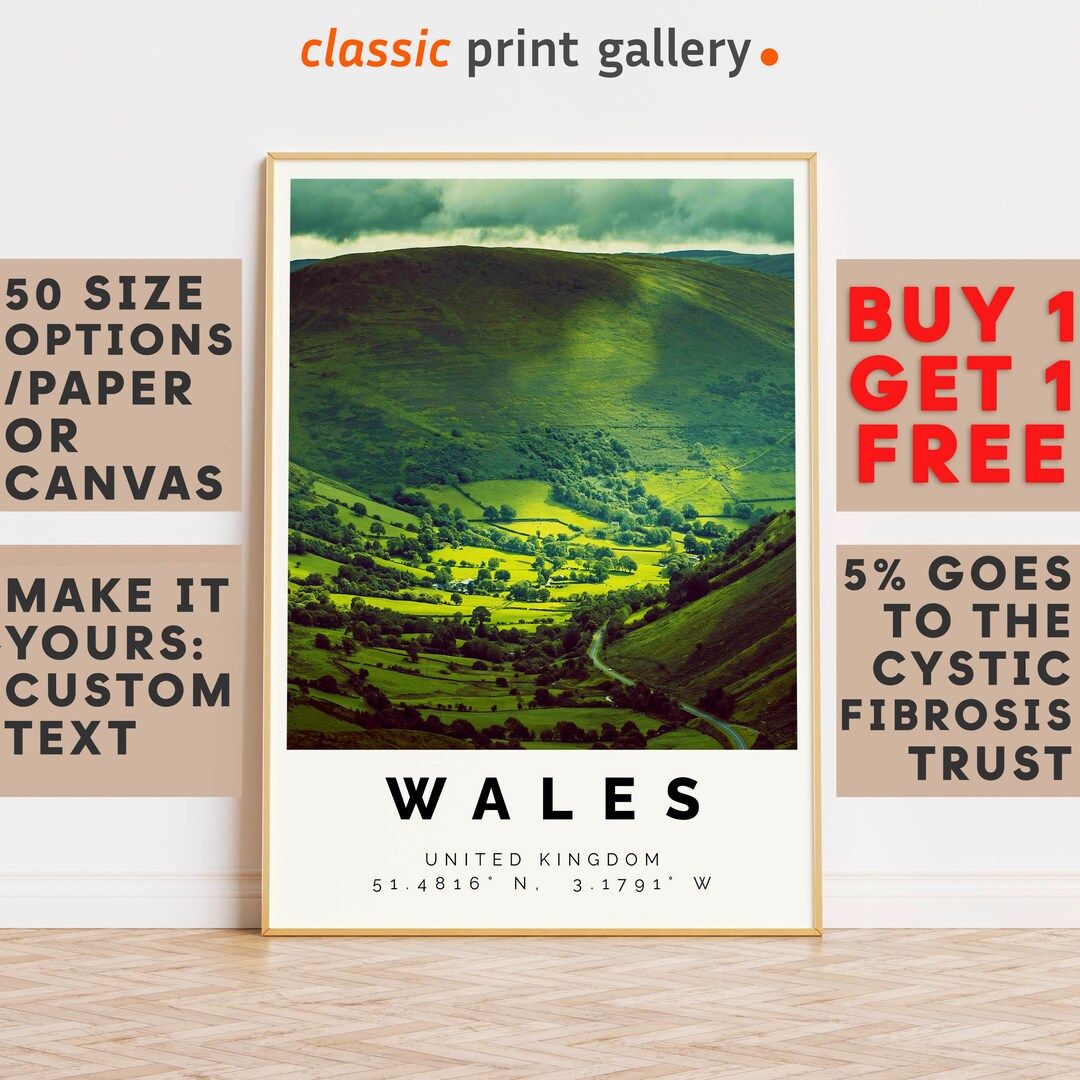 Wales Poster Colorful Print, Wales Wall Art, Wales Photo Decor, Wales ...