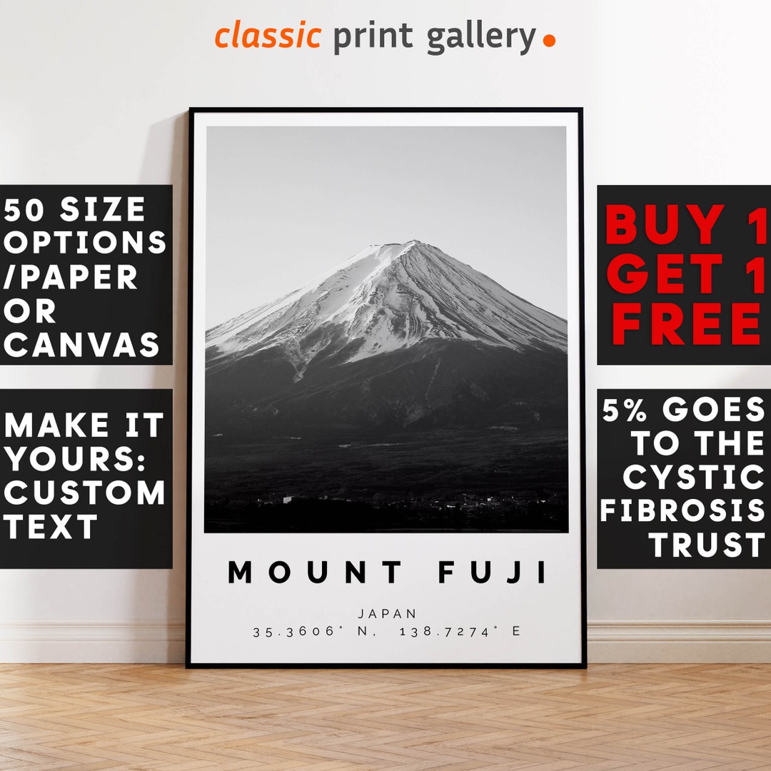Mount Fuji Print Black and White Photo, Mount Fuji Wall Art, Mount Fuji Travel Poster, Mount ...