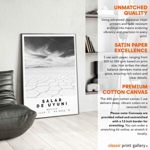 Salar De Uyuni Poster Black and White Print, Salar De Uyuni Wall Art ...