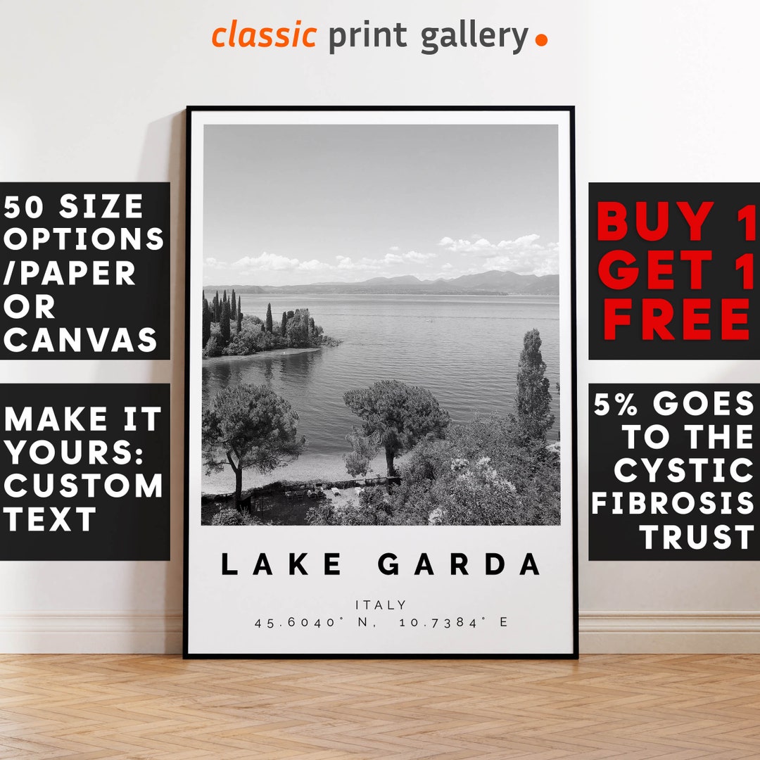 Lake Garda Poster Black and White Print, Lake Garda Wall Art, Lake ...