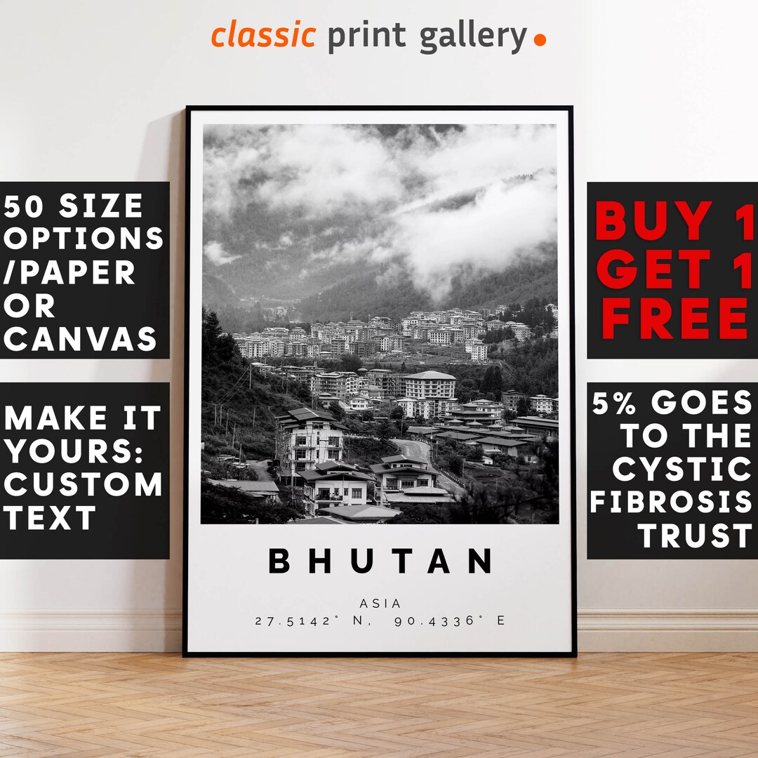 Bhutan Poster Print, Bhutan Wall Art, Housewarming Gift, Housewarming ...