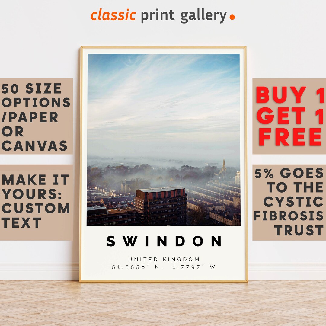 Swindon Poster Colorful Print, Swindon Wall Art, Swindon Photo Decor ...