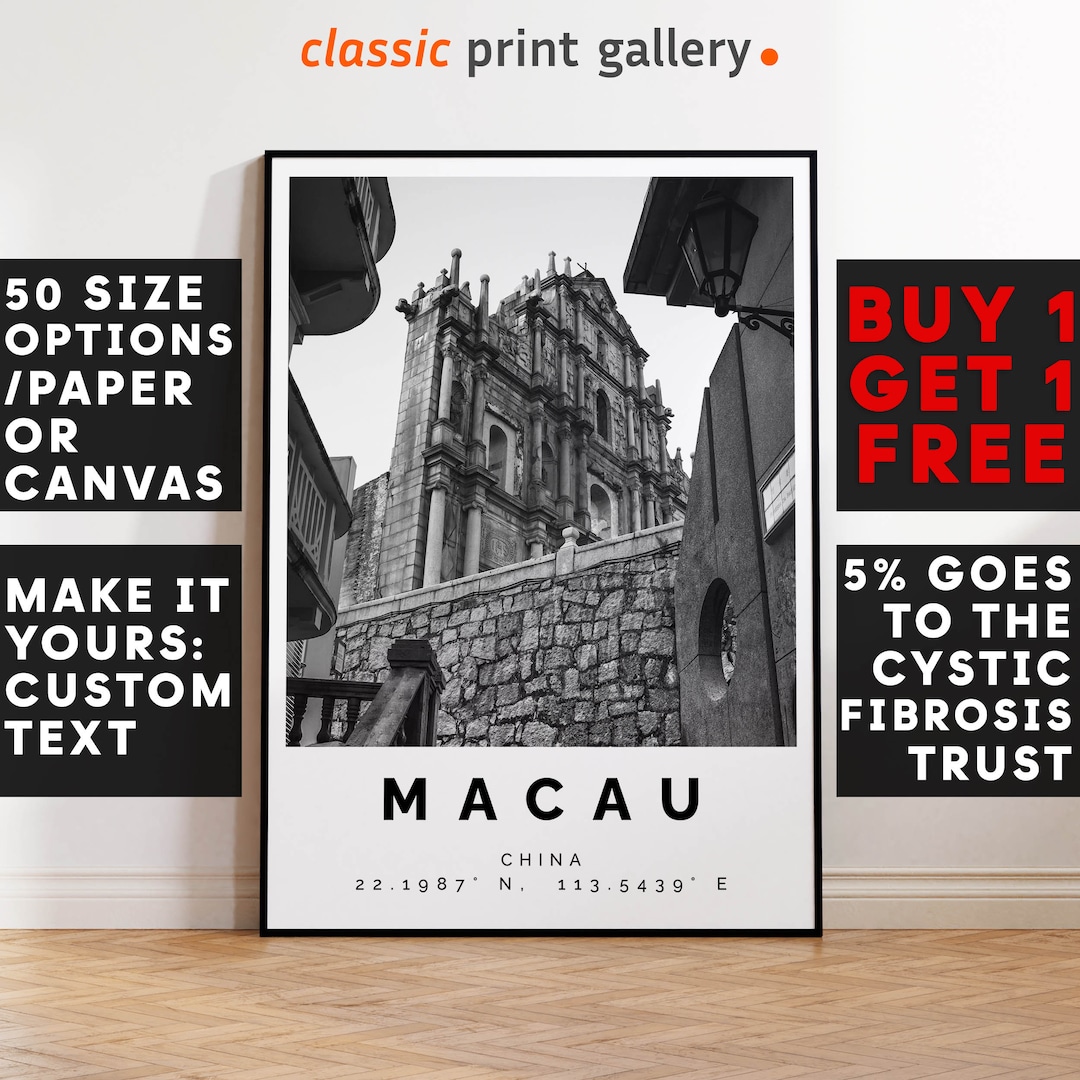 Macau Poster Black and White Photo, Macau Wall Art, Macau Travel Poster ...