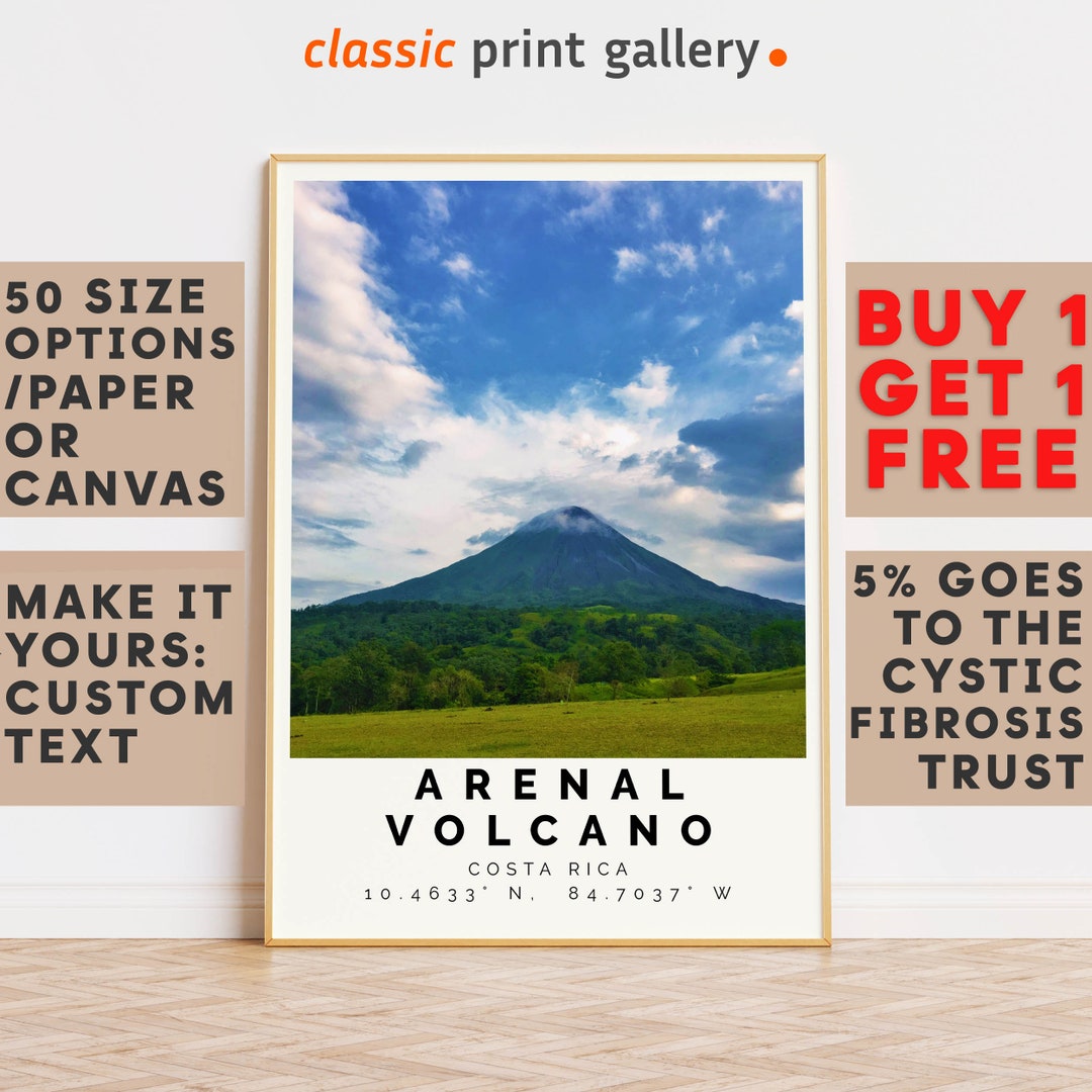Arenal Volcano Poster Colorful Print, Arenal Volcano Wall Art, Arenal ...