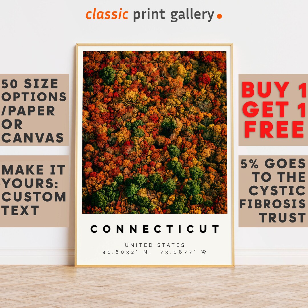 Connecticut Poster Colorful Print, Connecticut Wall Art, Connecticut ...