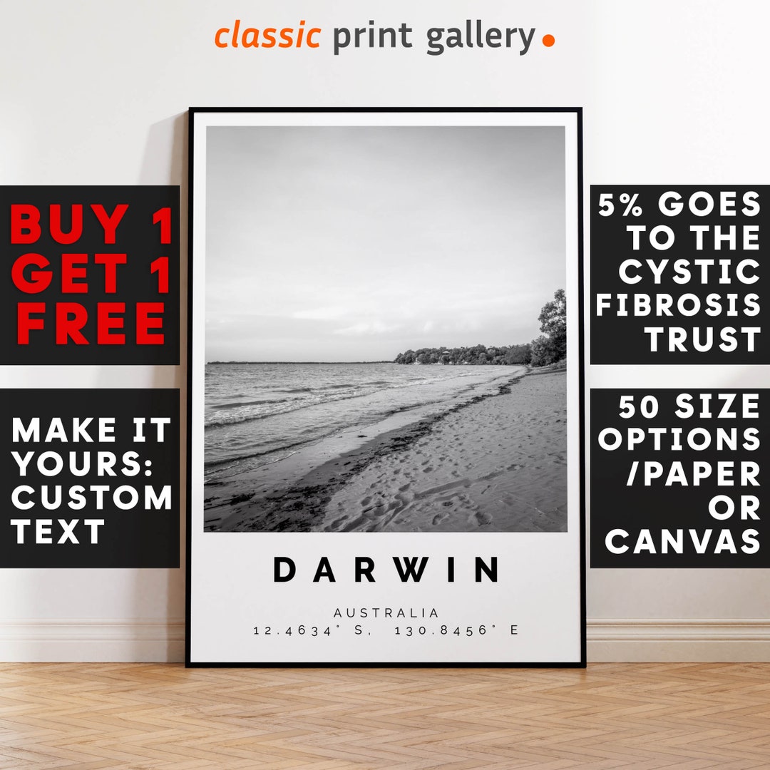 Darwin Print,darwin Wall Art,darwin Black and White Poster,personalized ...
