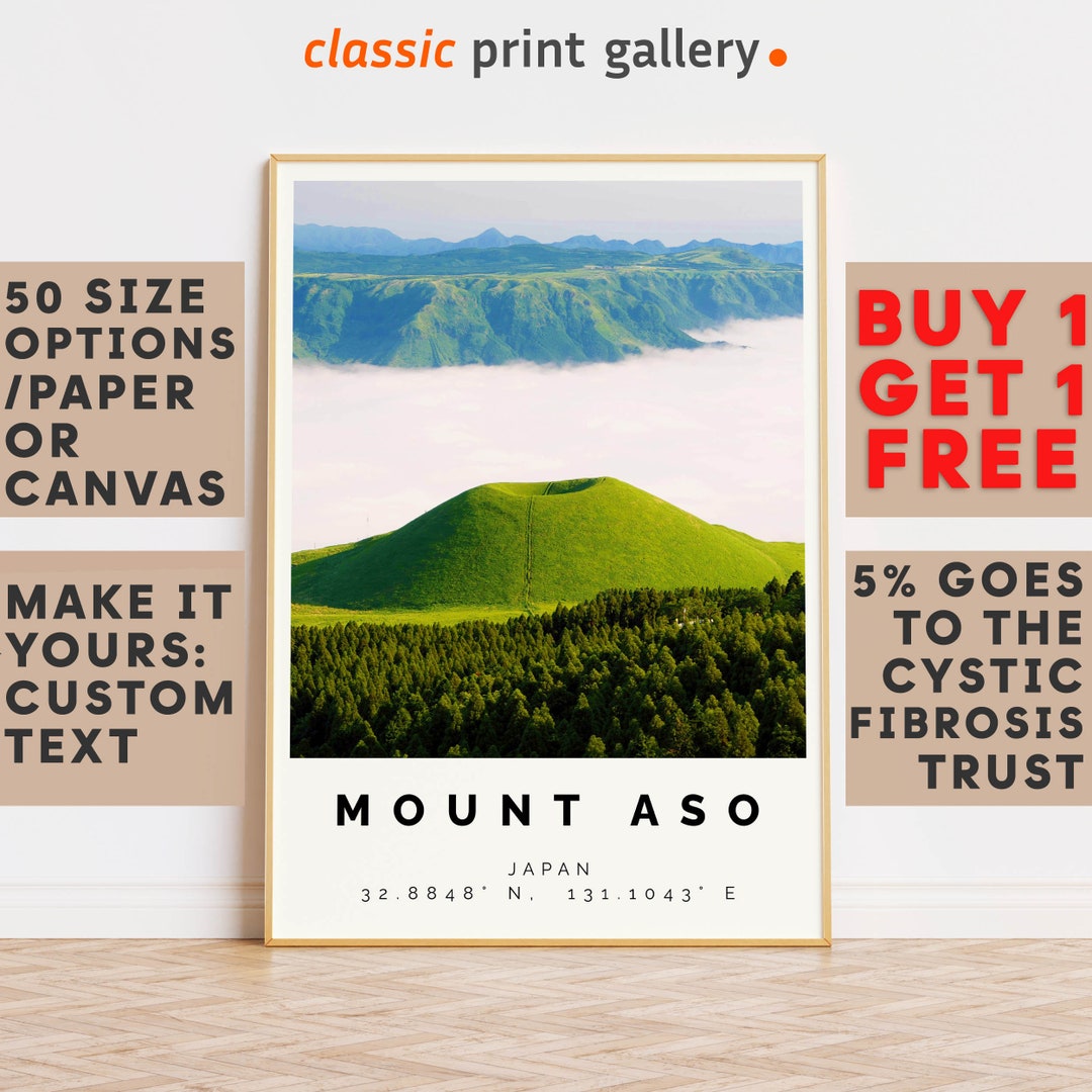 Mount Aso Poster Colorful Print, Mount Aso Wall Art, Mount Aso Photo ...