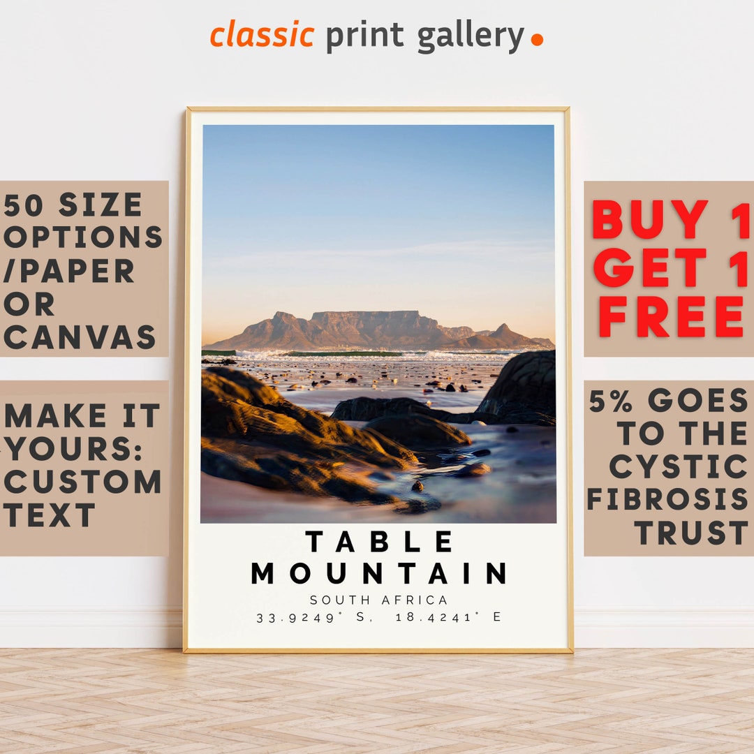 Table Mountain Poster Colorful Print, Table Mountain Wall Art, Table ...