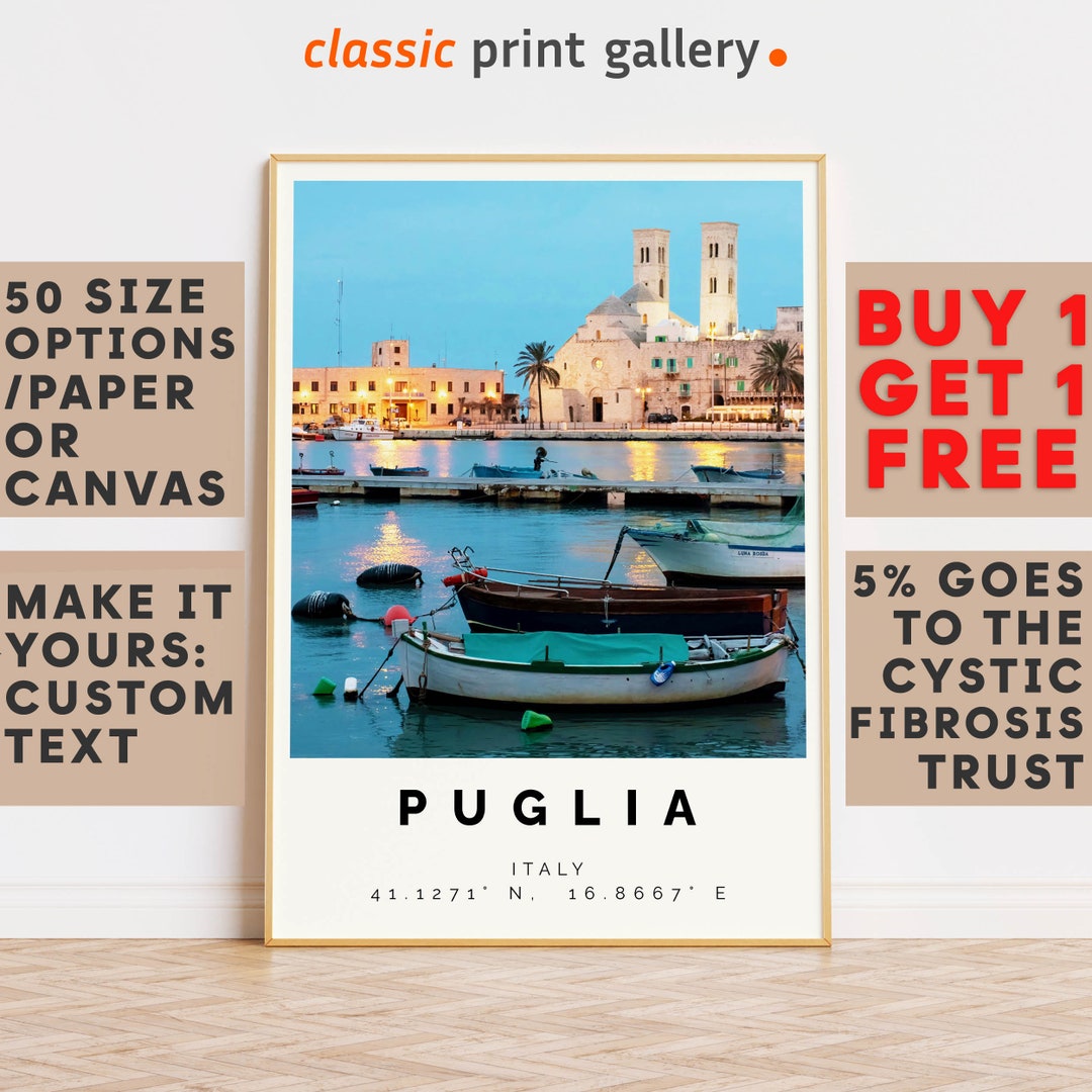 Puglia Poster Colorful Print, Puglia Wall Art, Puglia Photo Decor ...