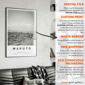 Maputo Poster Black and White Print, Maputo Wall Art, Maputo Travel ...