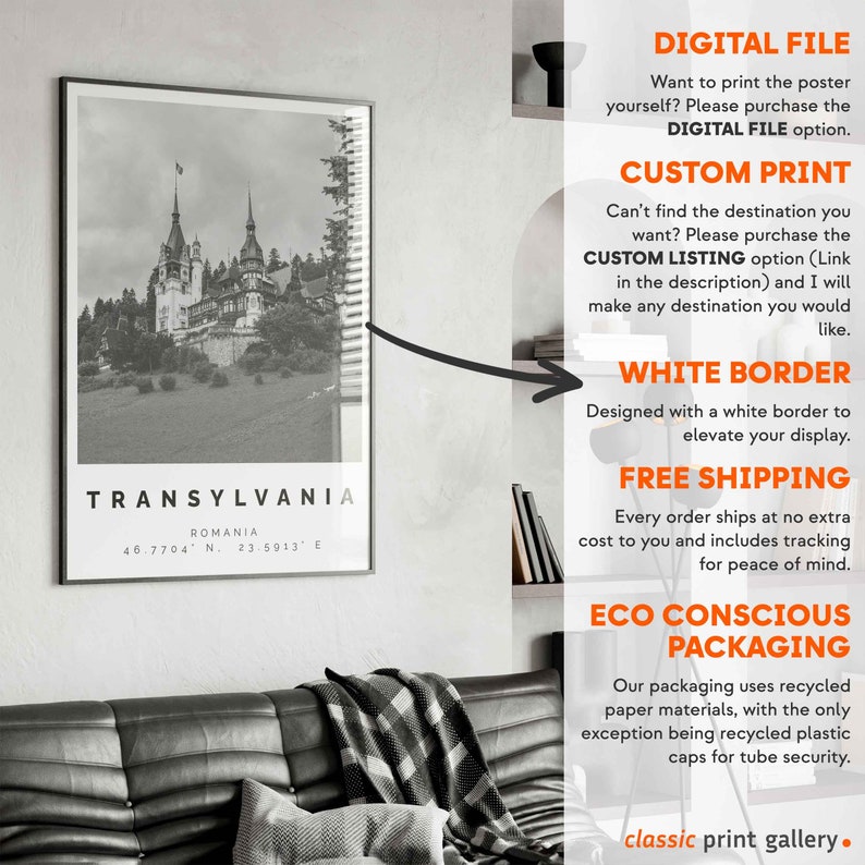 Transylvania Poster,transylvania Print,transylvania Black and White ...