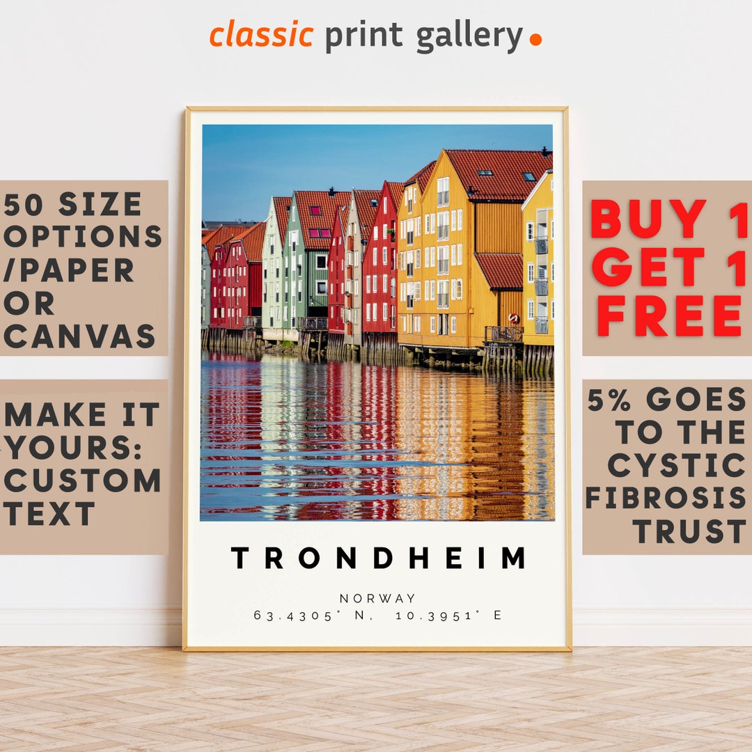 Trondheim Poster Colorful Print, Trondheim Wall Art, Trondheim Photo ...