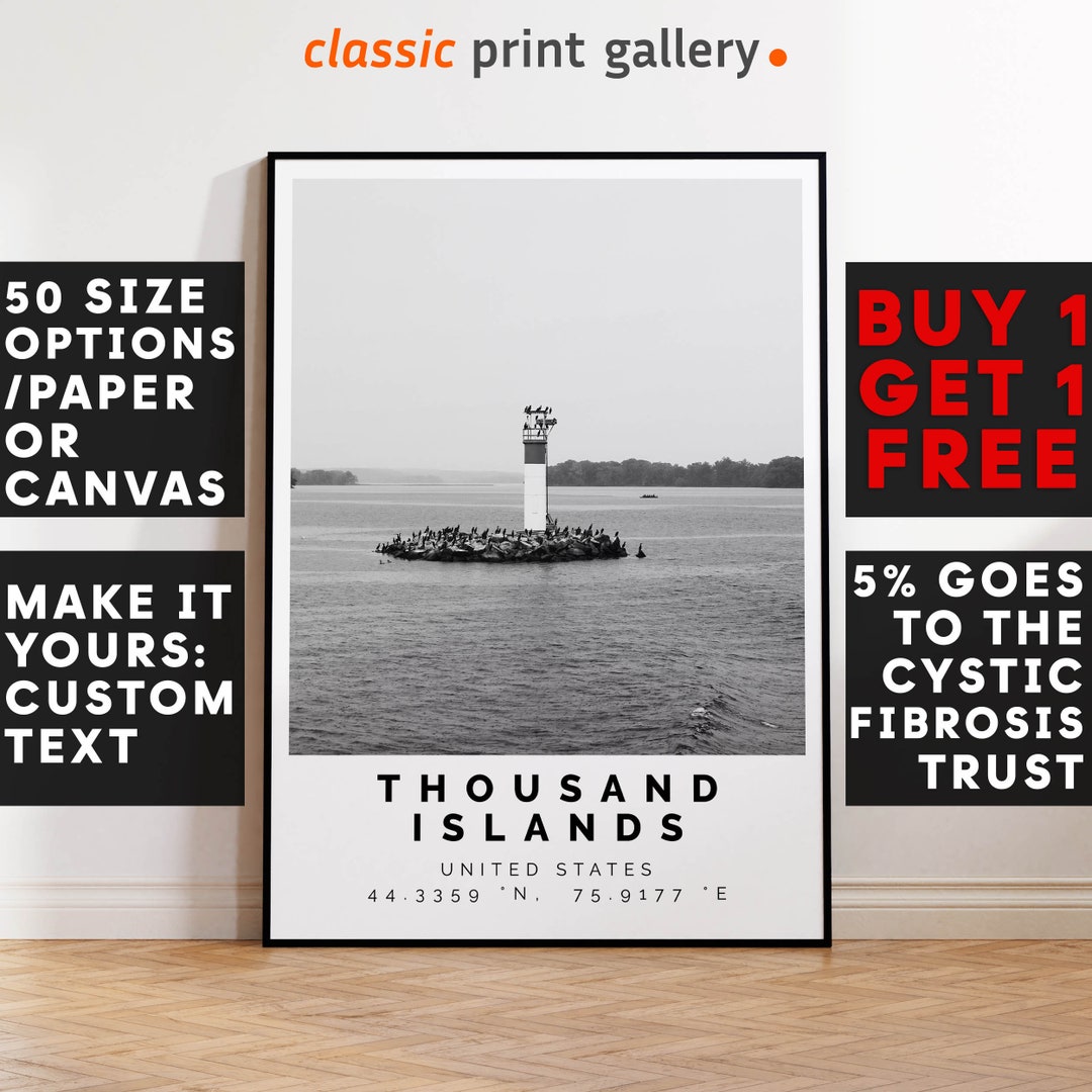 Thousand Islands Poster Black and White Print, Thousand Islands Wall ...