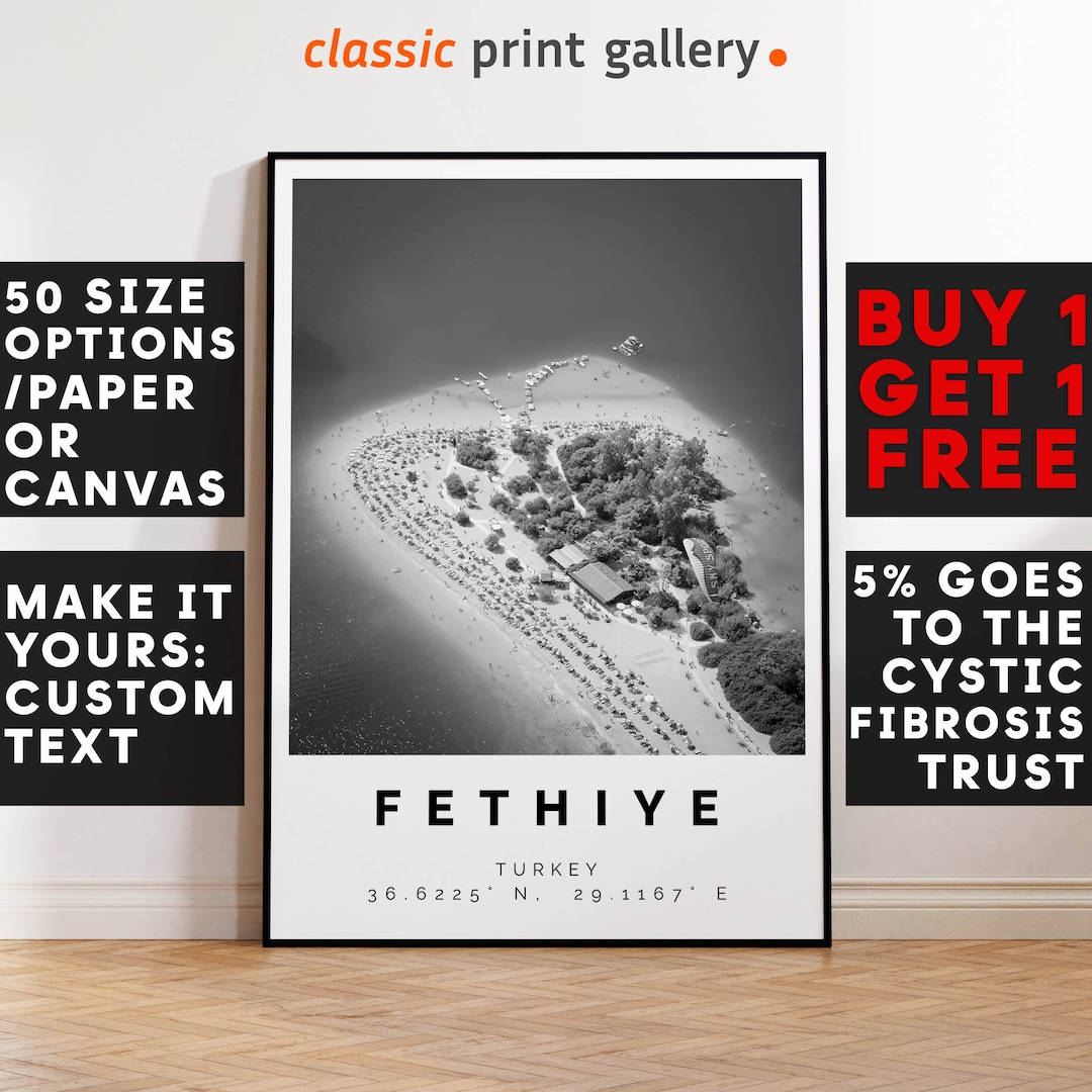Fethiye Poster Black and White Print, Fethiye Wall Art, Fethiye Travel ...