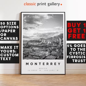 Monterrey Print Black and White Photo, Monterrey Wall Art, Monterrey ...
