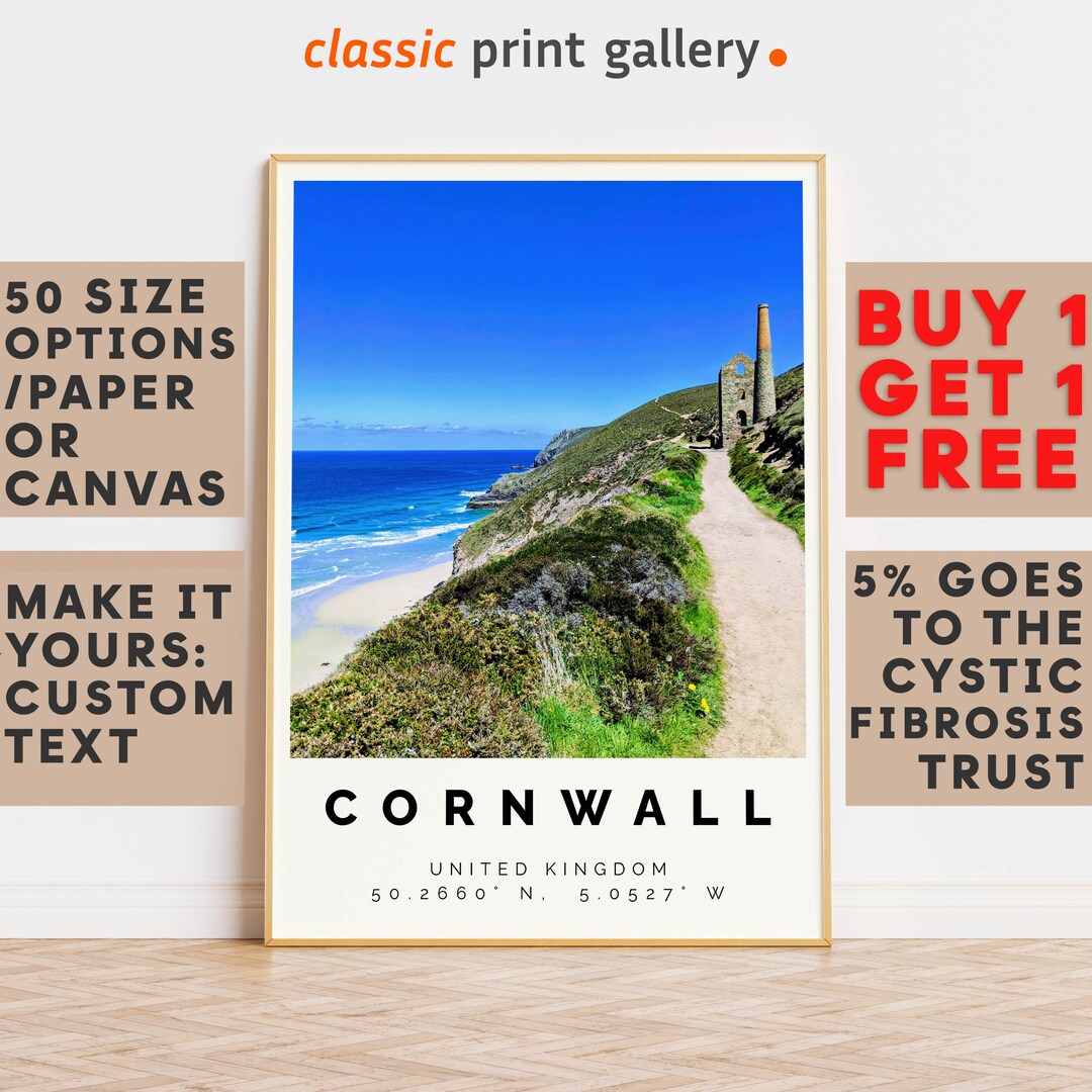 Cornwall. Poster Colorful Print, Cornwall. Wall Art, Cornwall. Photo ...