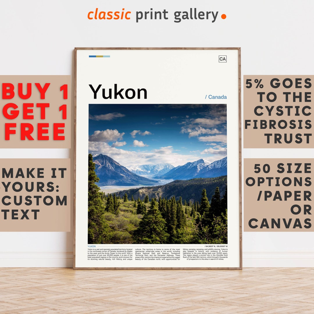 Yukon Print, Yukon Wall Art, Yukon Color Poster With Text, Personalized ...