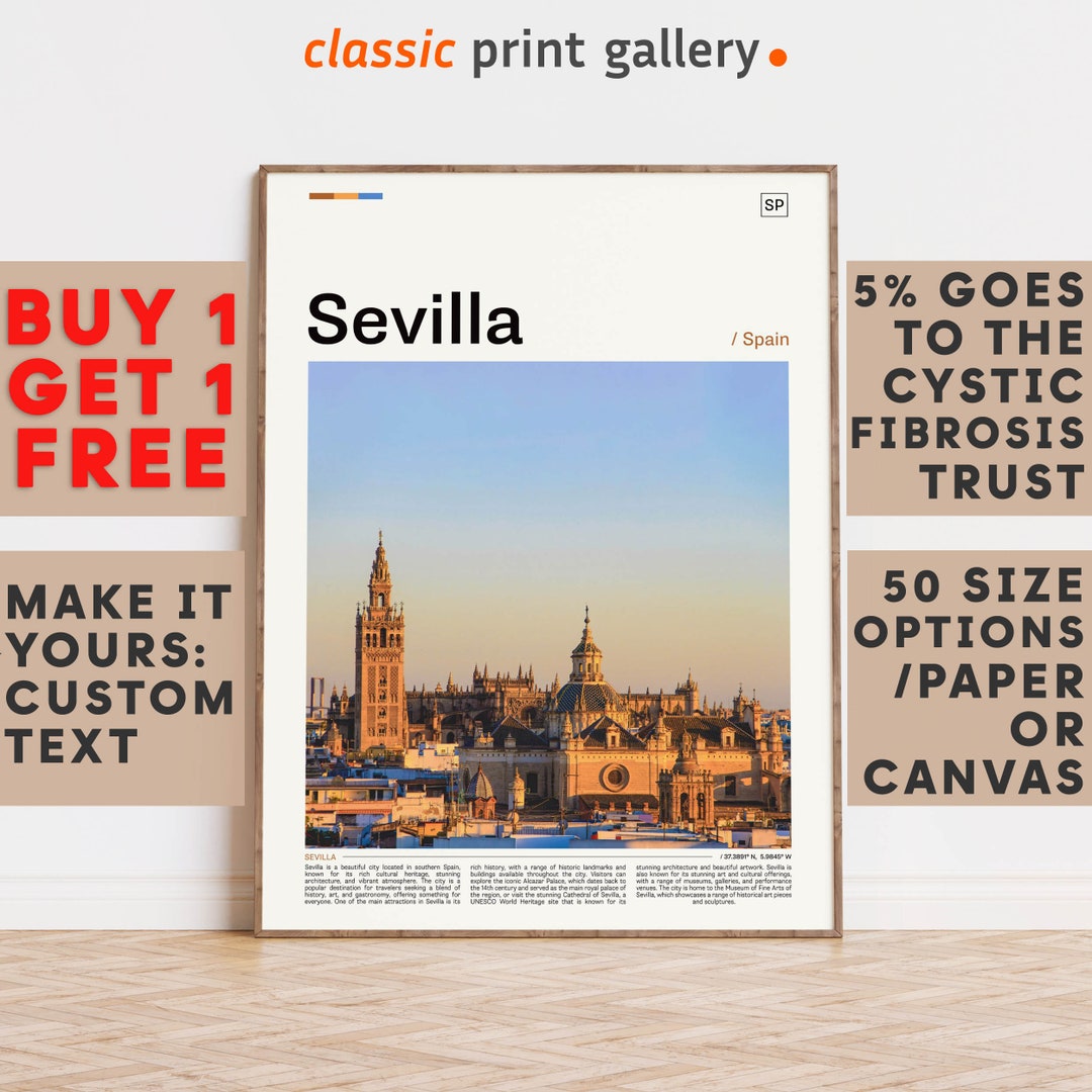 Sevilla Print, Sevilla Wall Art, Sevilla Color Poster With Text ...