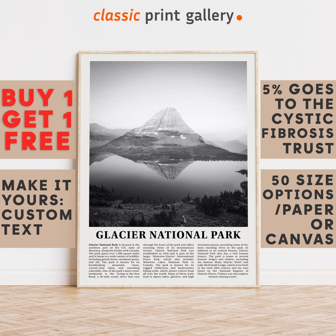 Glacier Print, Glacier Wall Art, Glacier Black and White Poster ...